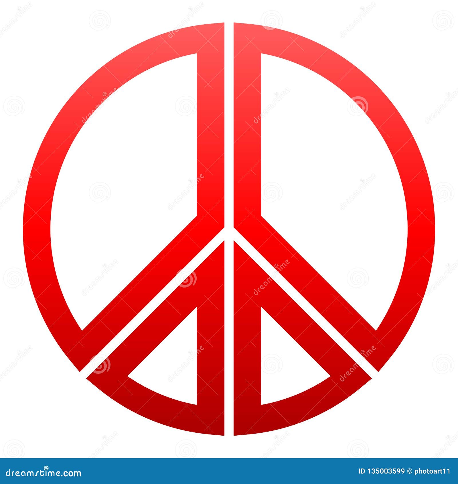 Peace Symbol Icon - Red Simple Gradient, Segmented Outlined Shapes ...