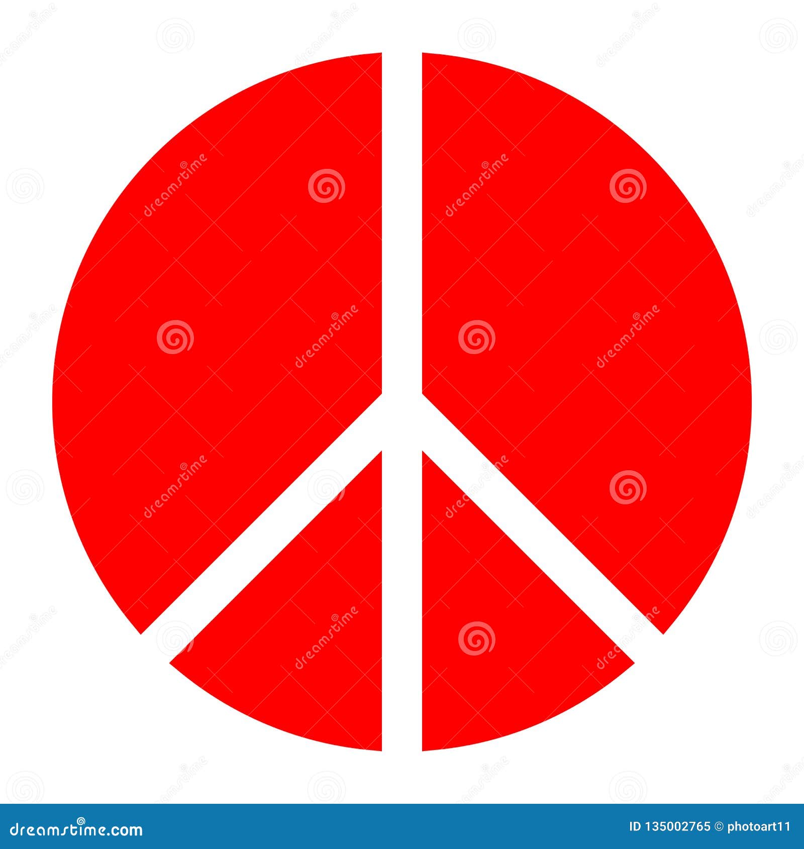 Peace Symbol Icon - Red Simple, Segmented Shapes, Isolated - Vector ...