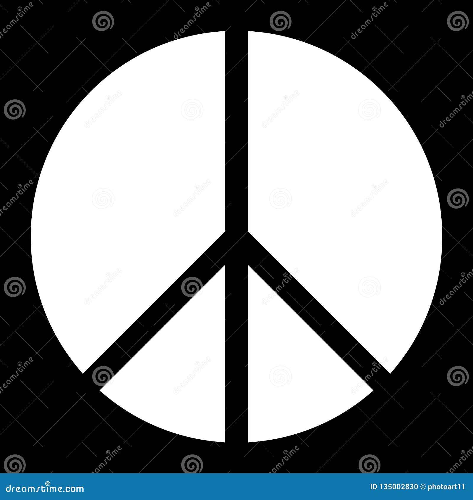 Peace Symbol Icon - White Simple, Segmented Shapes, Isolated - Vector ...