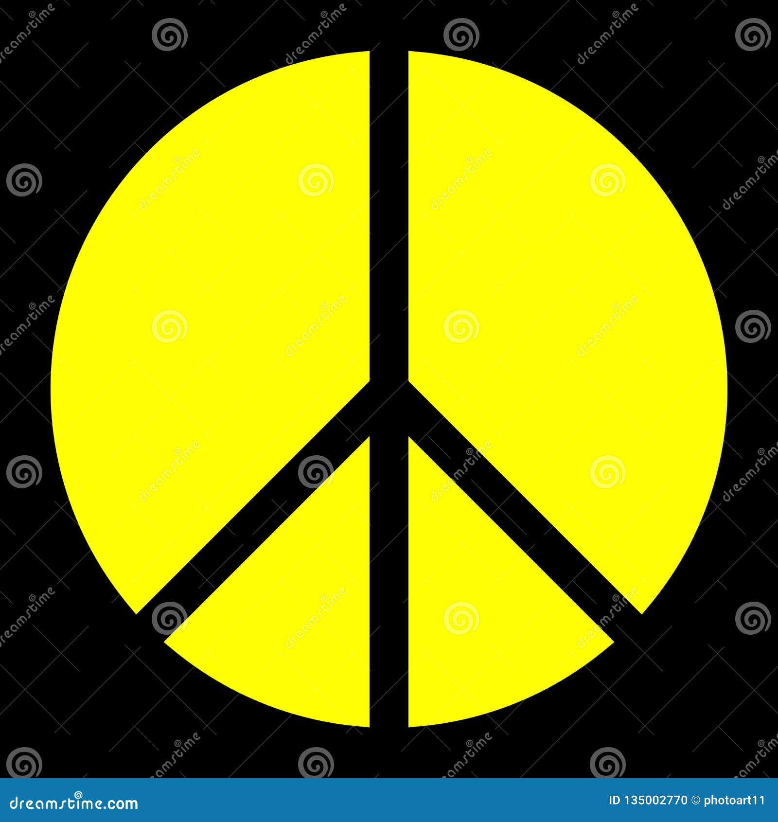 Peace Symbol Icon - Yellow Simple, Segmented Shapes, Isolated - Vector ...