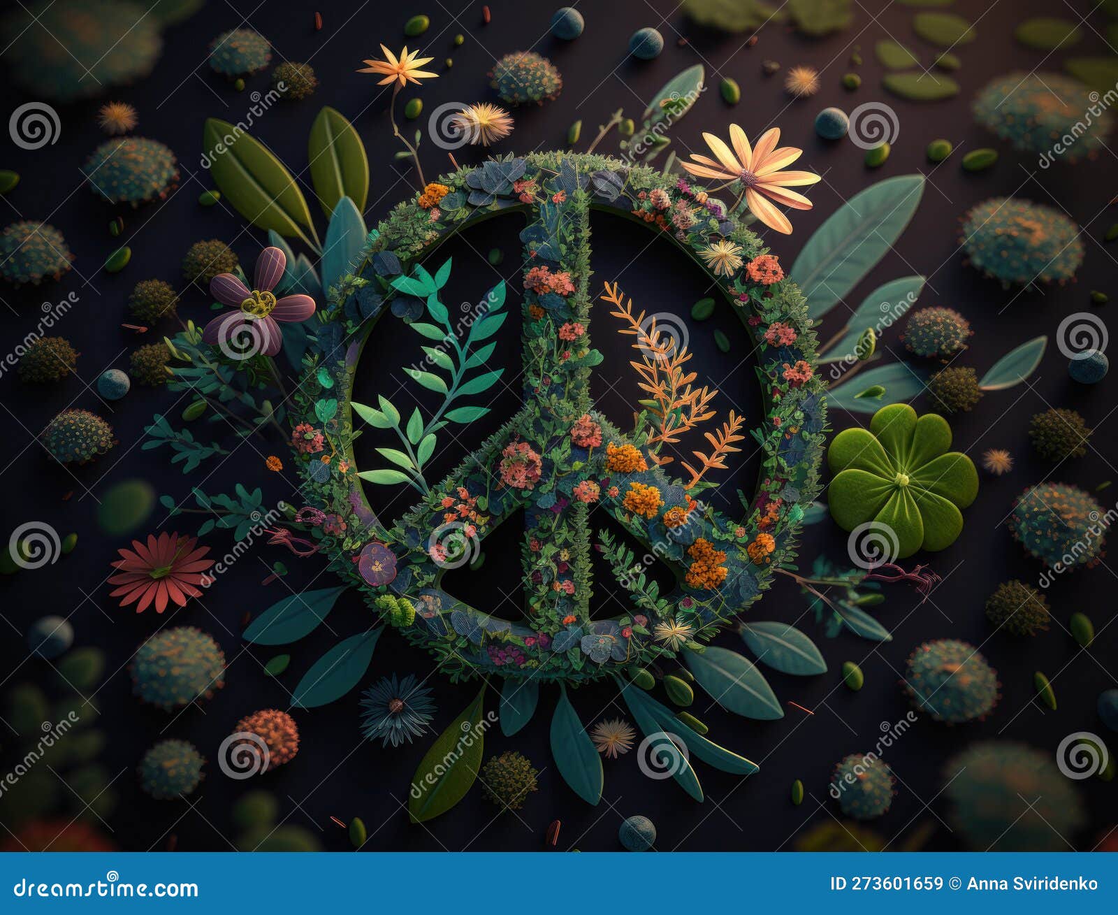 Peace Symbol Made by Floral Elements Created with Generative AI ...
