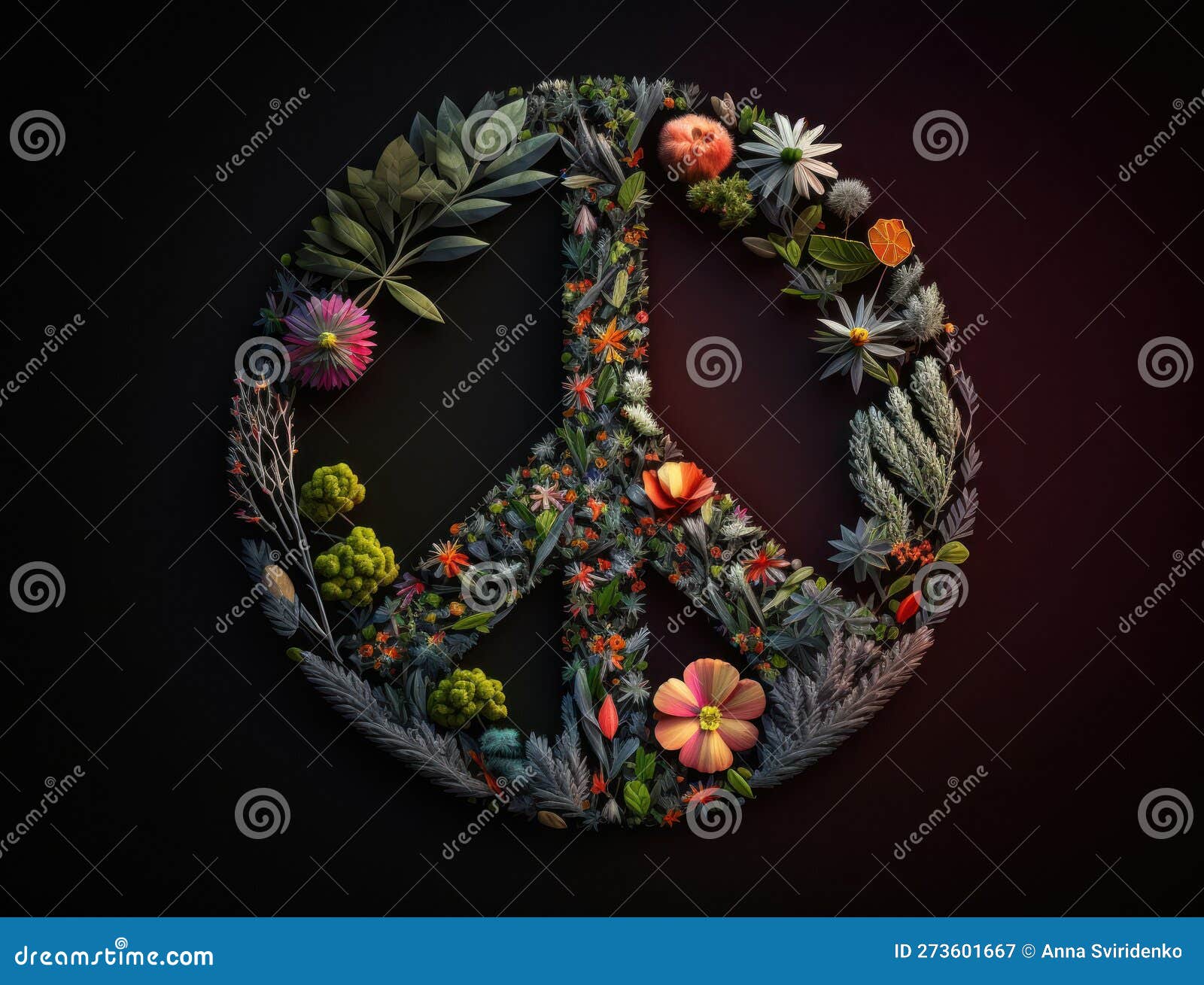 Peace Symbol Made by Floral Elements Created with Generative AI ...