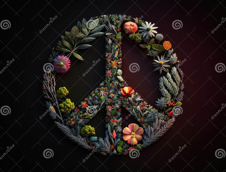 Peace Symbol Made by Floral Elements Created with Generative AI ...