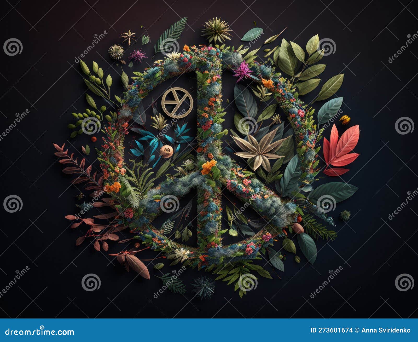 Peace Symbol Made by Floral Elements Created with Generative AI ...