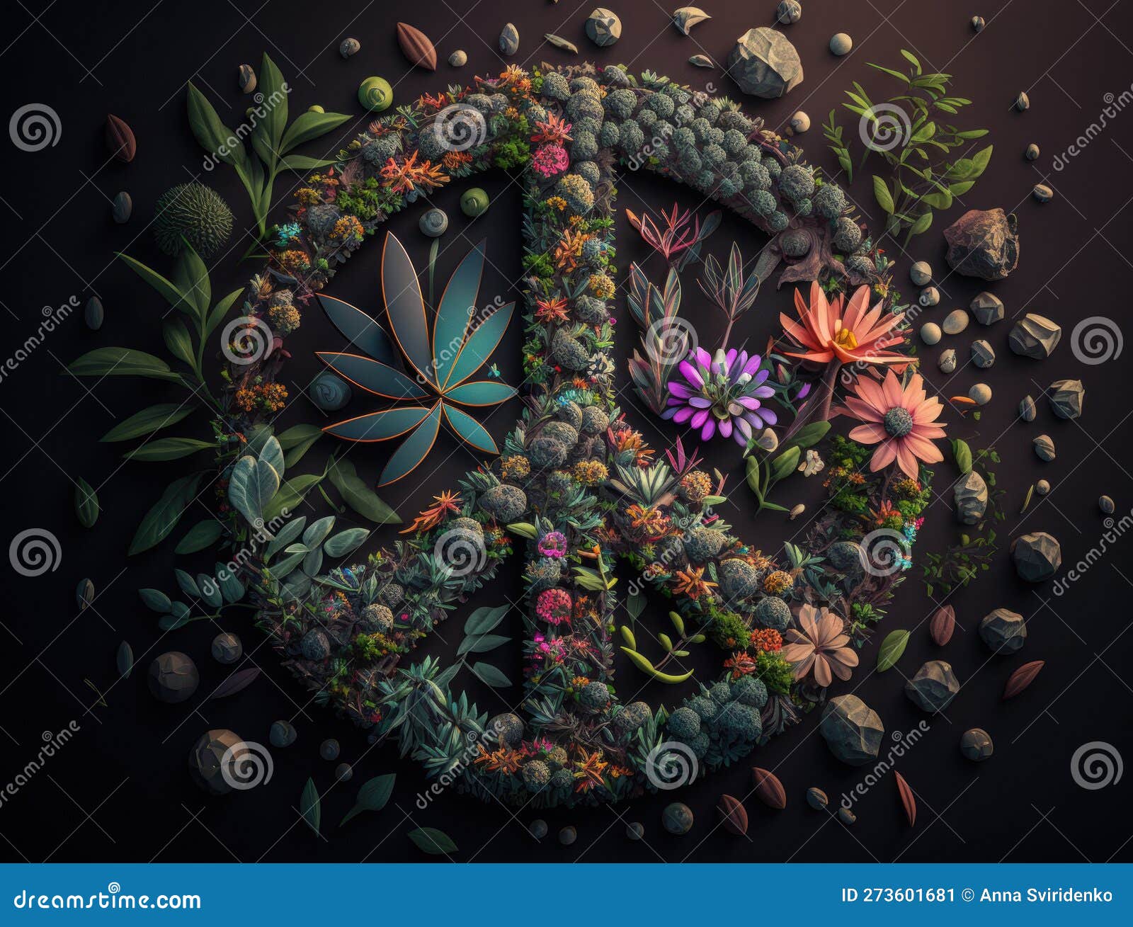 Peace Symbol Made by Floral Elements Created with Generative AI ...