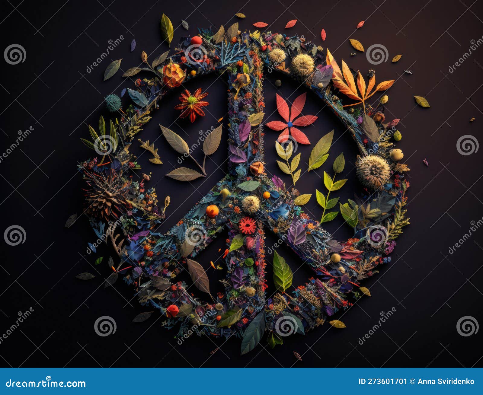 Peace Symbol Made by Floral Elements Created with Generative AI ...