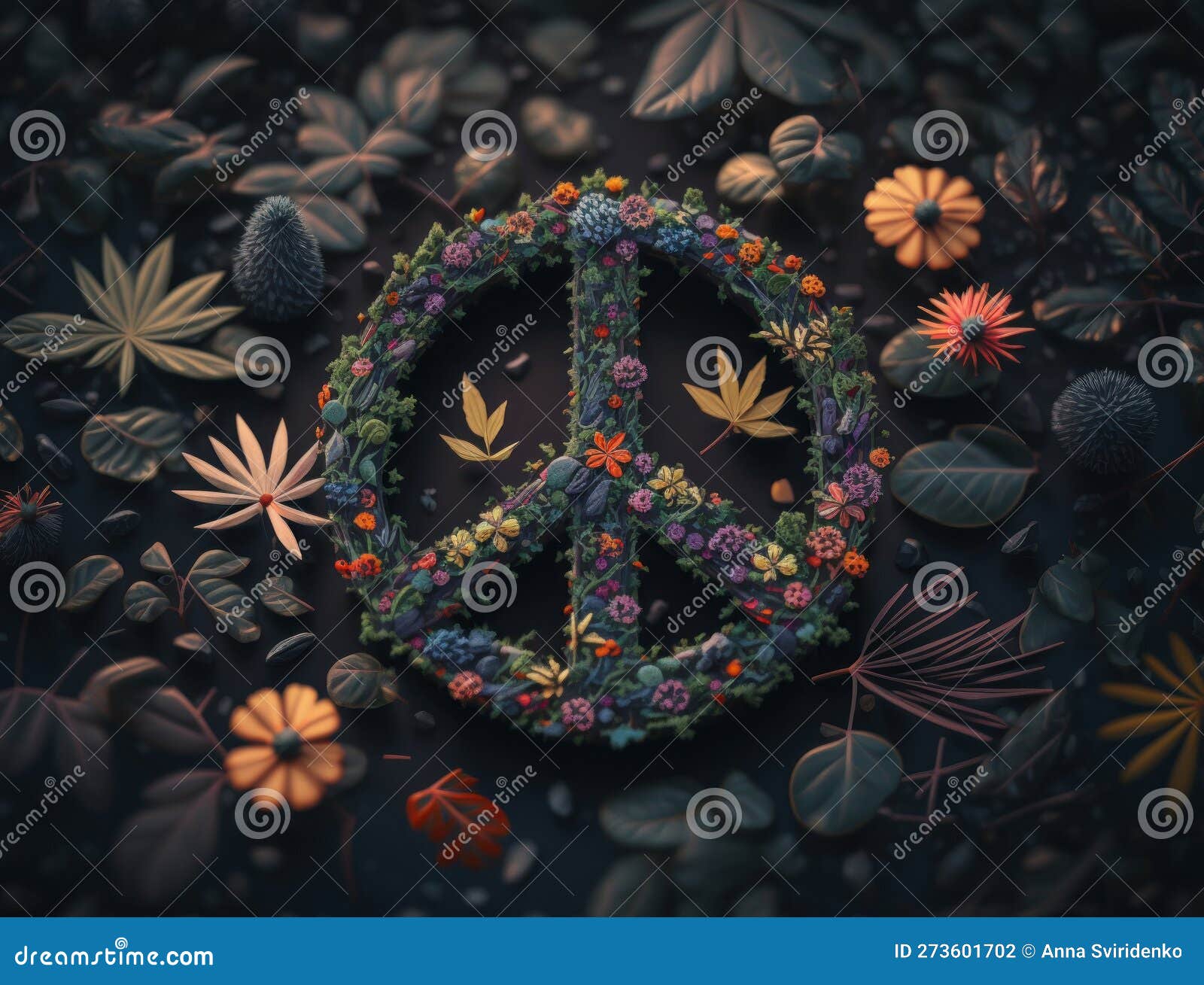 Peace Symbol Made by Floral Elements Created with Generative AI ...