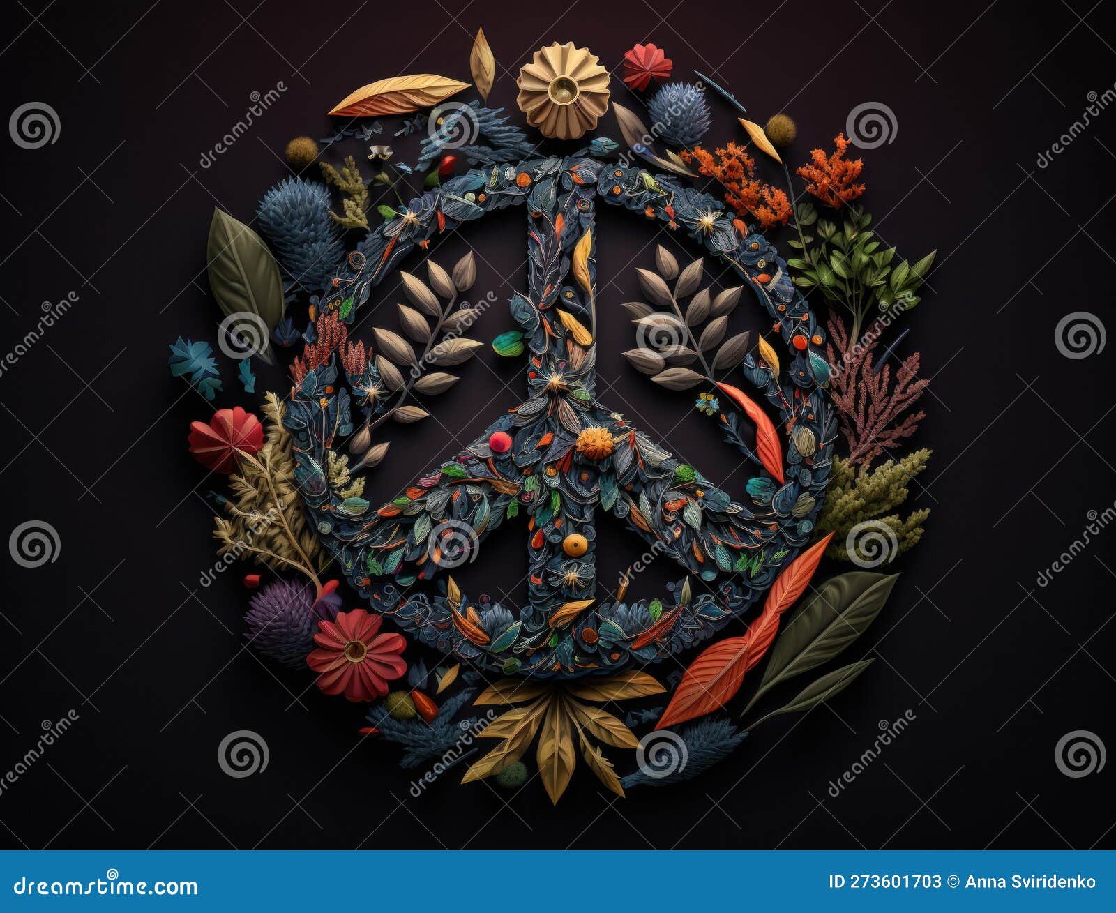 Peace Symbol Made by Floral Elements Created with Generative AI ...