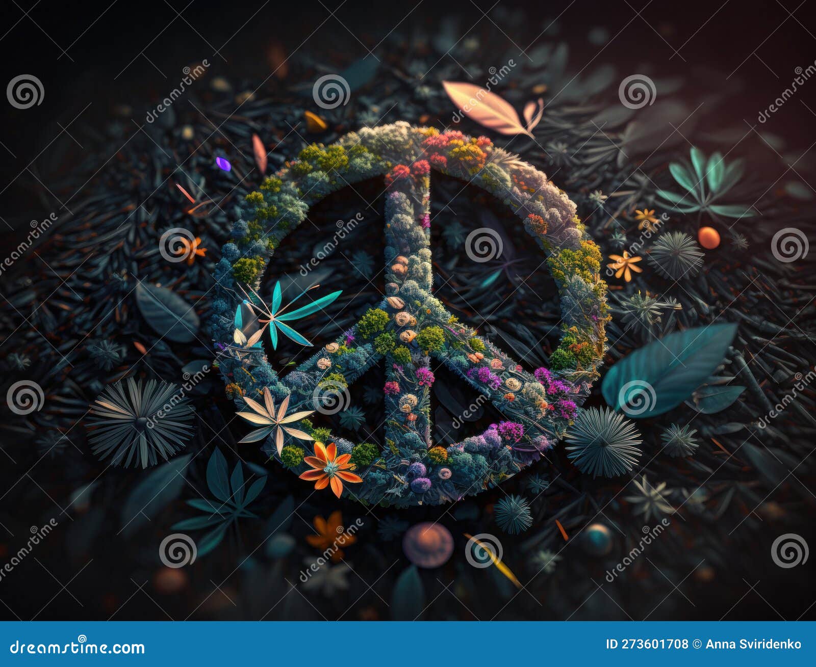 Peace Symbol Made by Floral Elements Created with Generative AI ...