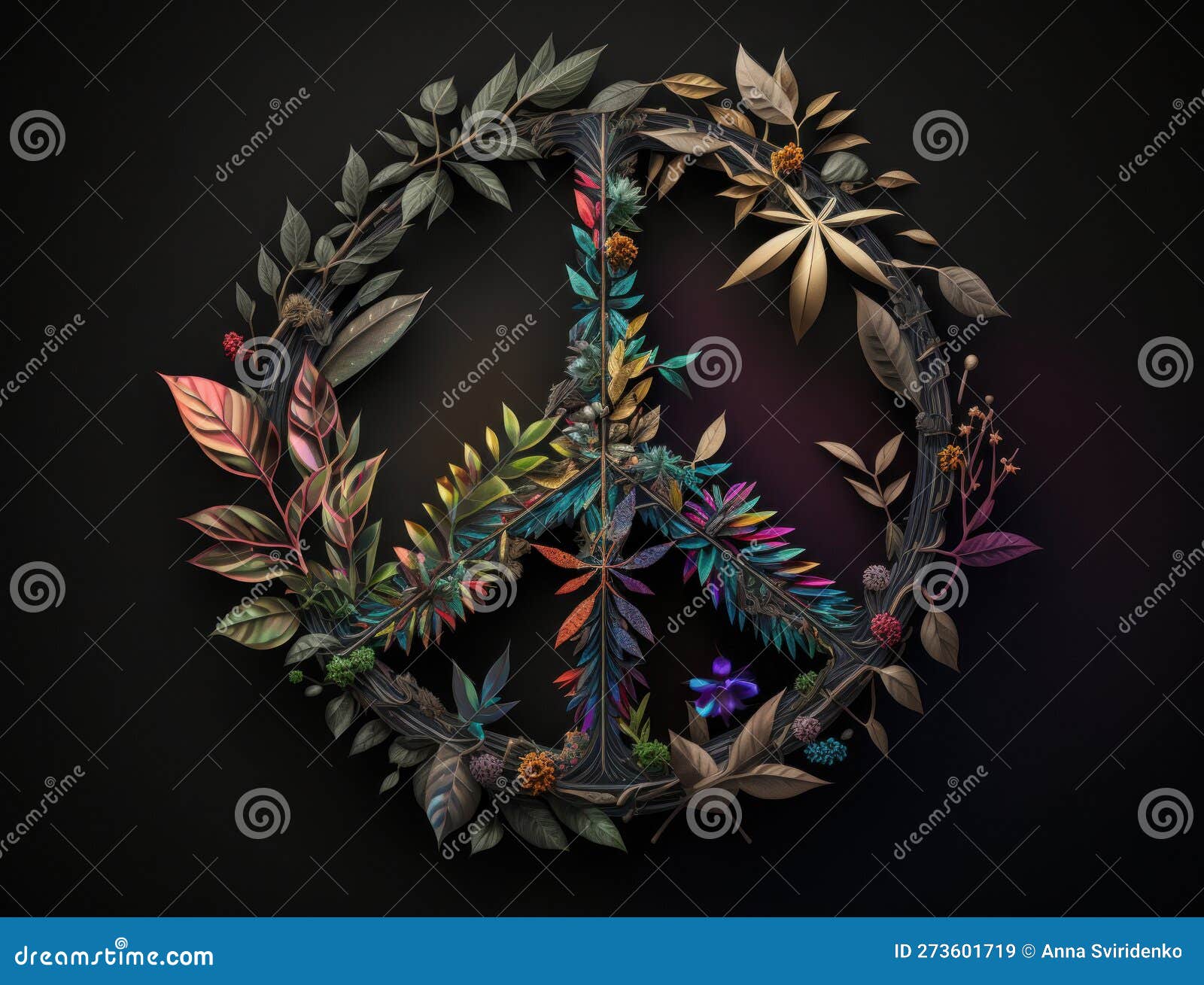 Peace Symbol Made by Floral Elements Created with Generative AI ...