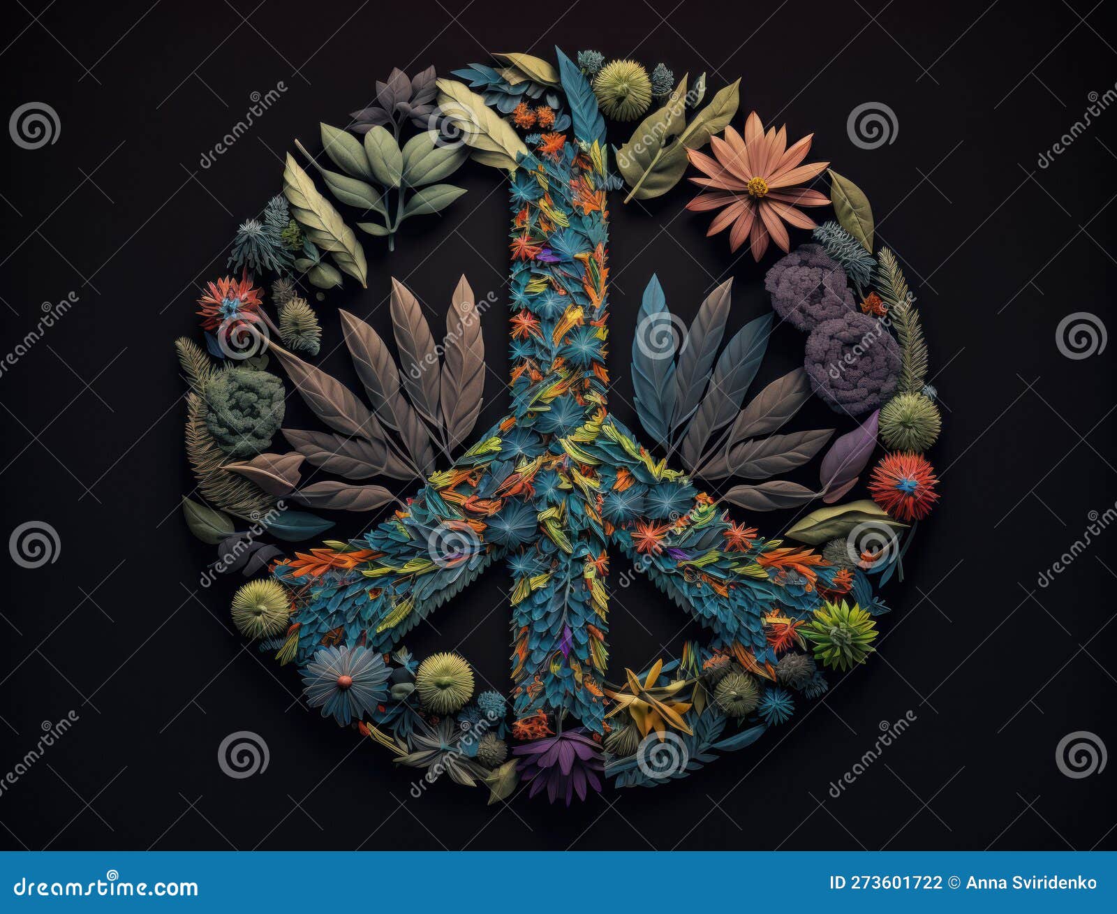 Peace Symbol Made by Floral Elements Created with Generative AI ...
