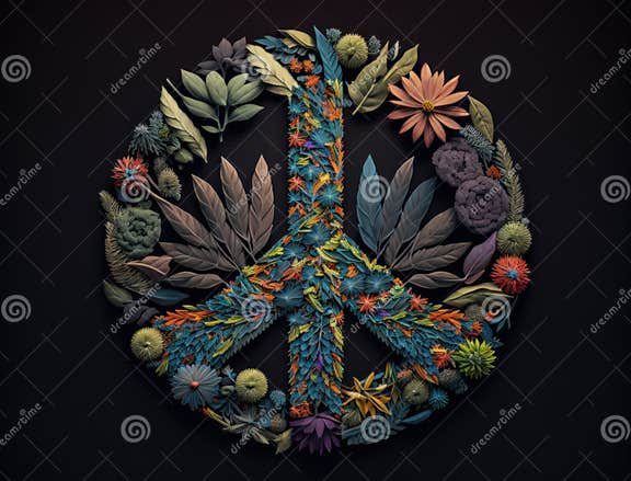 Peace Symbol Made by Floral Elements Created with Generative AI ...