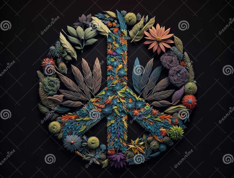 Peace Symbol Made by Floral Elements Created with Generative AI ...