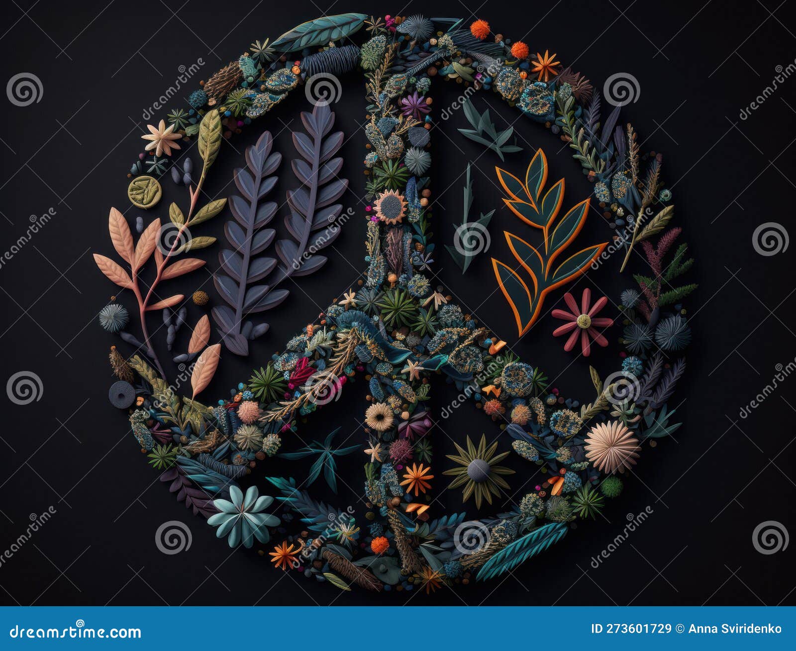 Peace Symbol Made by Floral Elements Created with Generative AI ...