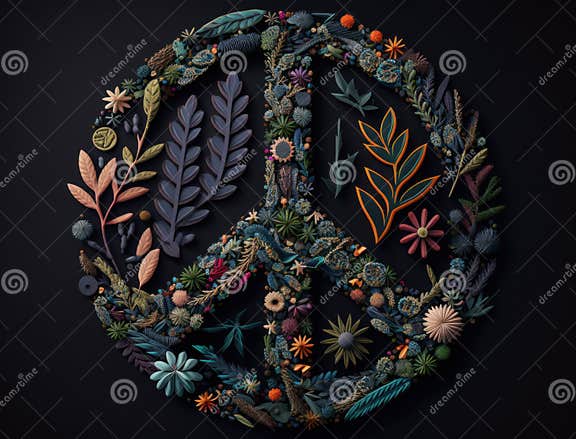 Peace Symbol Made by Floral Elements Created with Generative AI ...