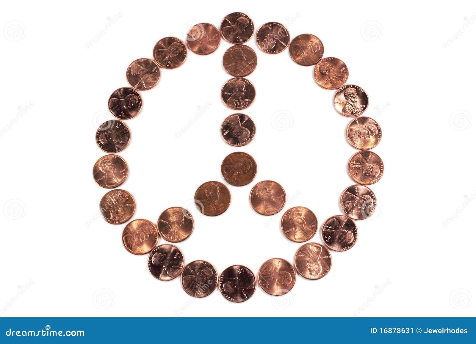Peace Symbol Made from Pennies on White Background Stock Image - Image ...