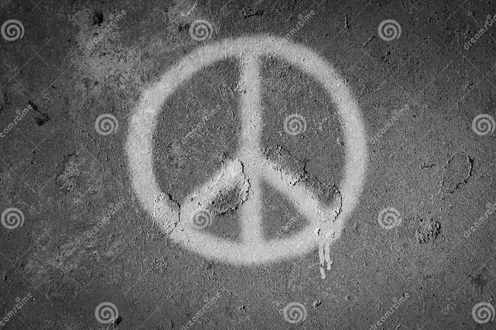 Peace Symbol Spray Painted on the Wall Stock Image - Image of black ...