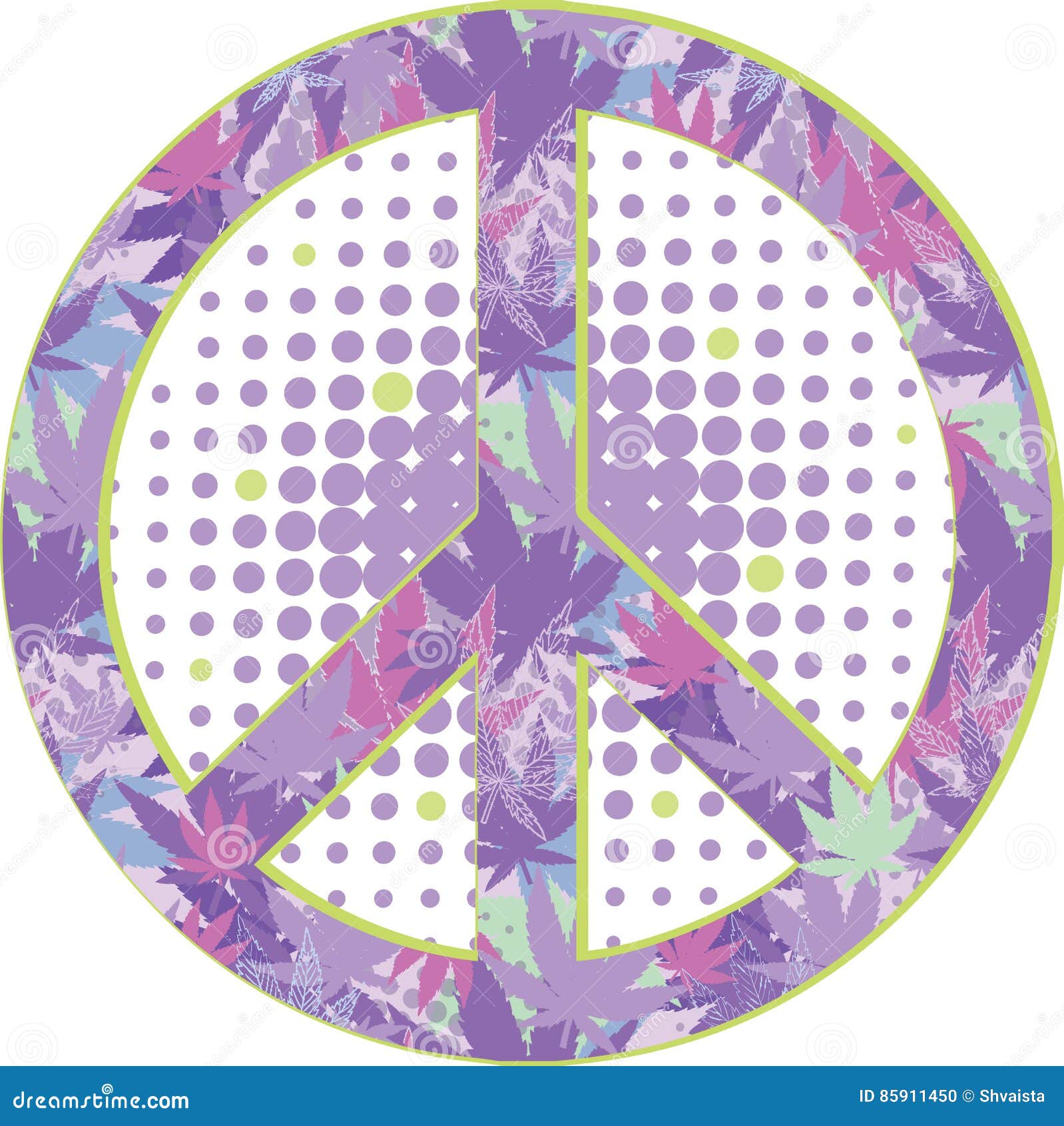 Peace Symbol with Texture of Cannabis. Stock Vector - Illustration of ...