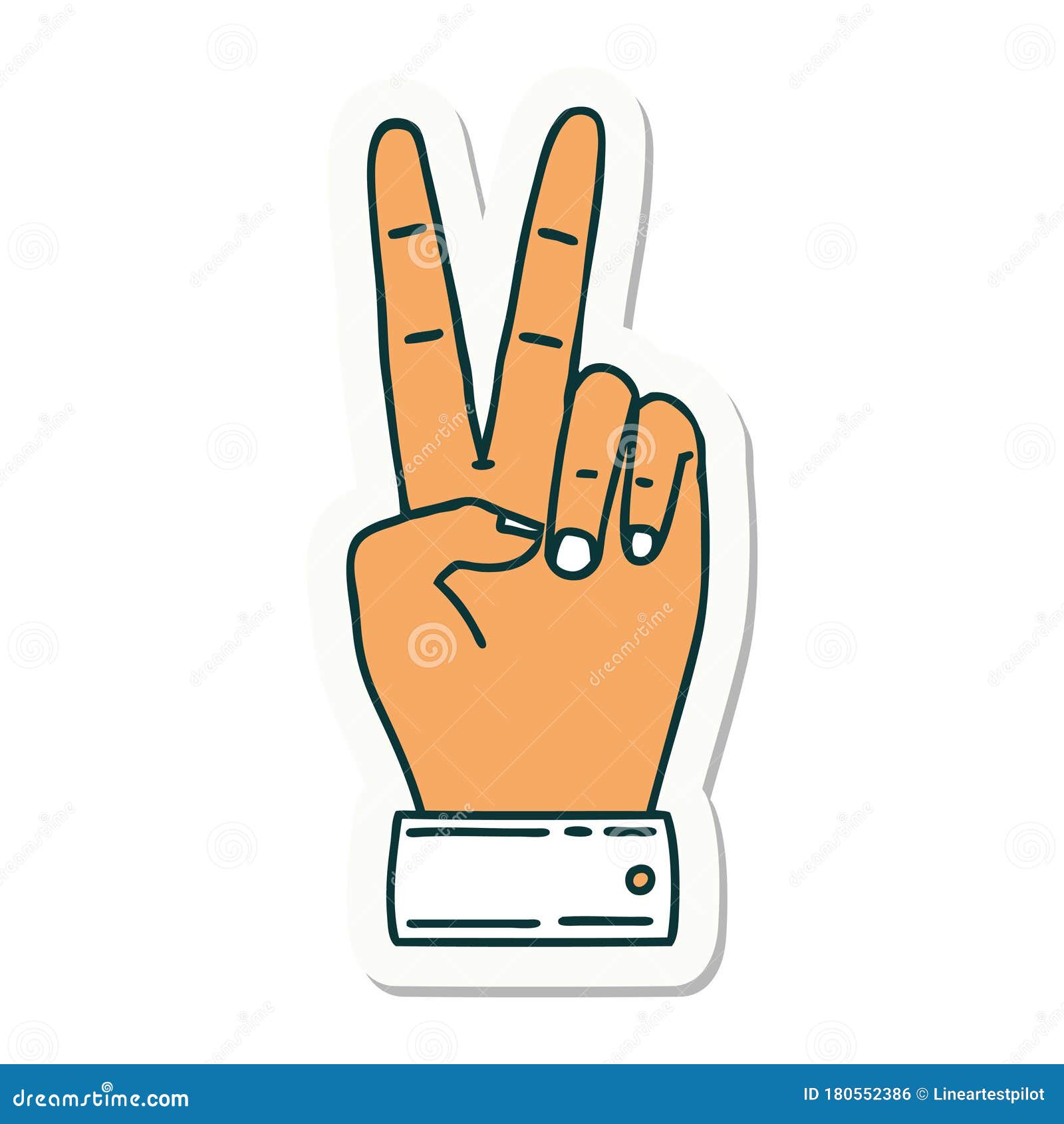 Peace Symbol Two Finger Hand Gesture Sticker Stock Vector ...