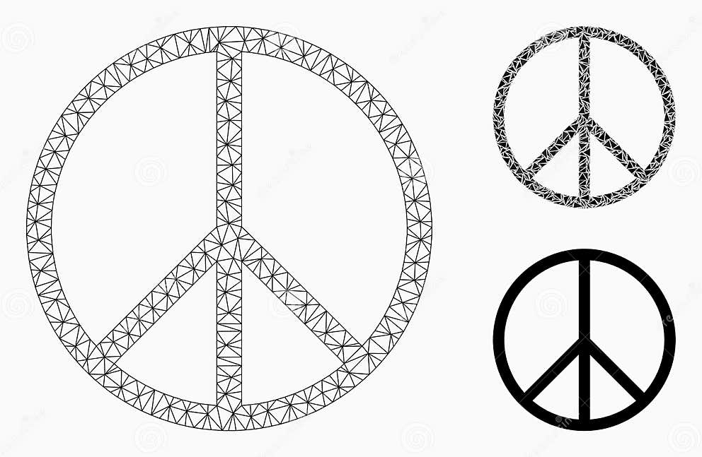 Peace Symbol Vector Mesh Wire Frame Model and Triangle Mosaic Icon ...
