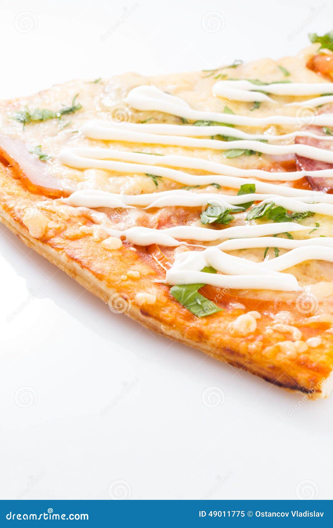 Peace of Tasty Pizza Isolated Stock Image - Image of gourmet, green ...
