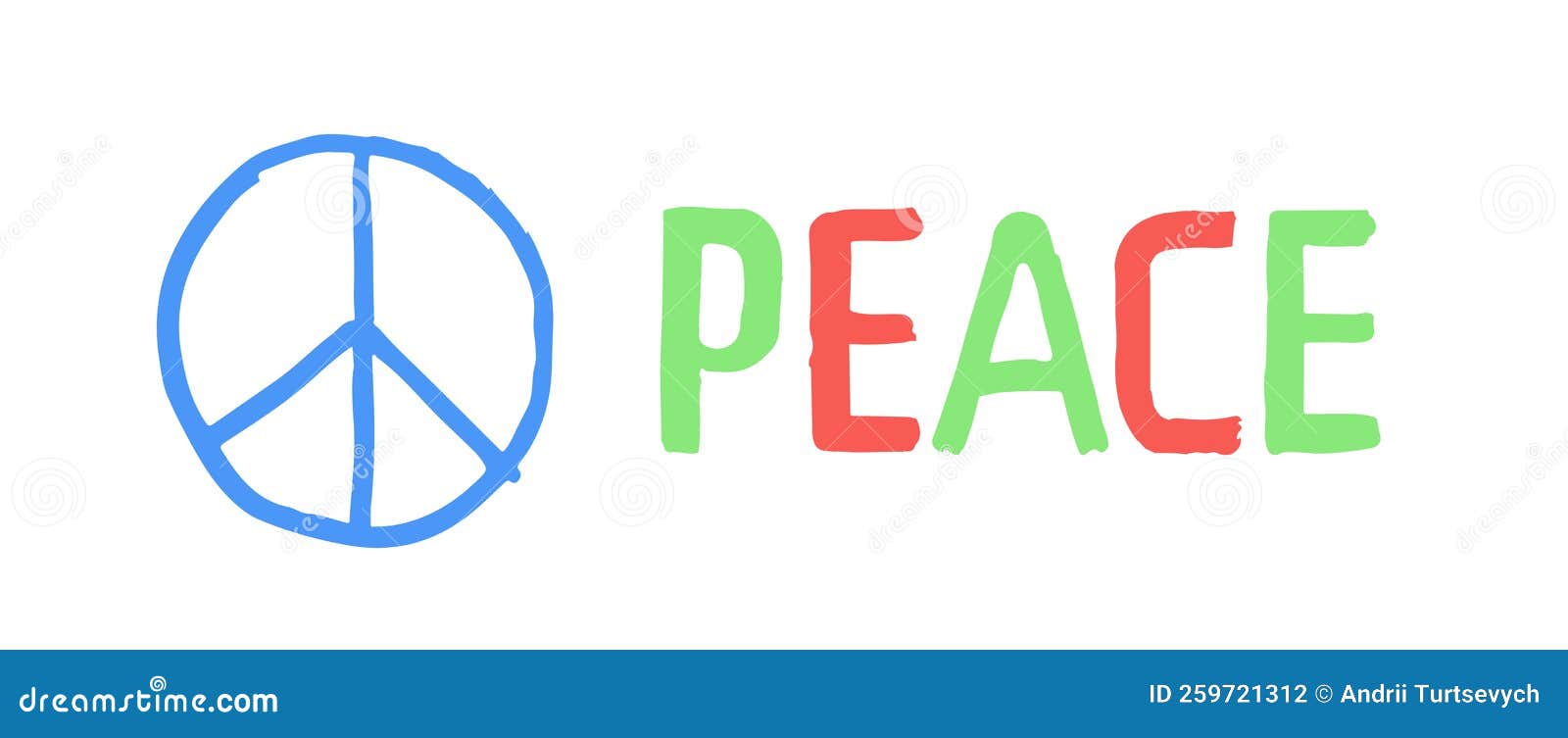 Peace Text, Hand Drawn Letters with Logo, Colorful Vector Scribbles ...