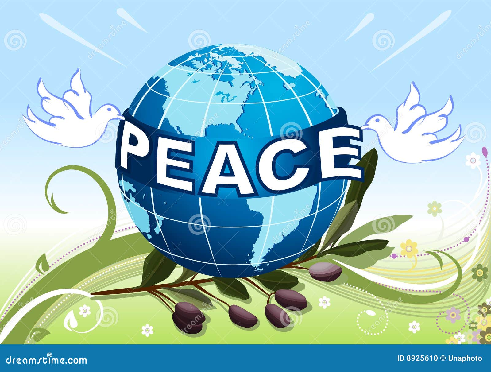 Peace To the Earth with White Doves Stock Vector - Illustration of ...