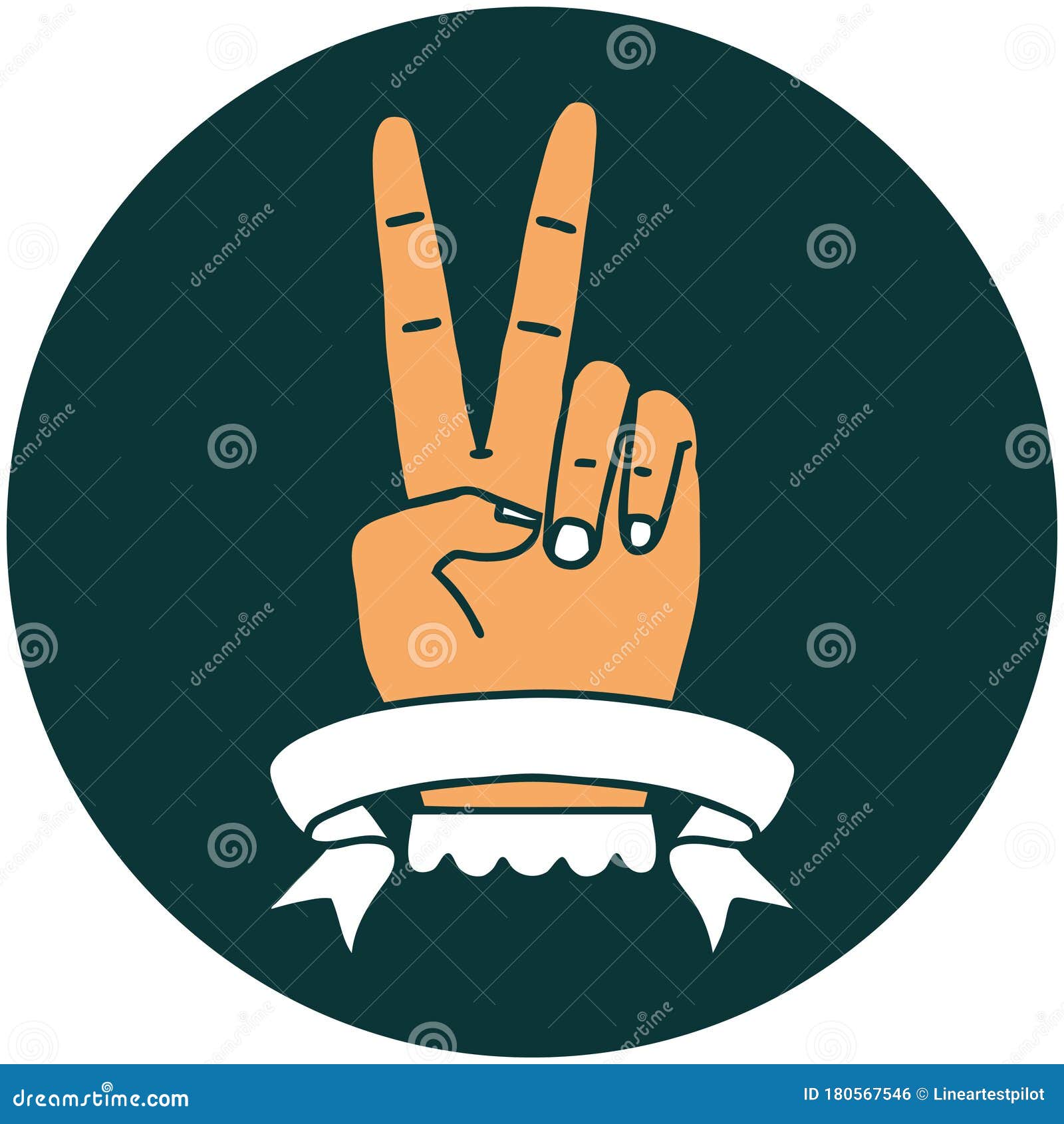 Peace Two Finger Hand Gesture with Banner Icon Stock Vector ...
