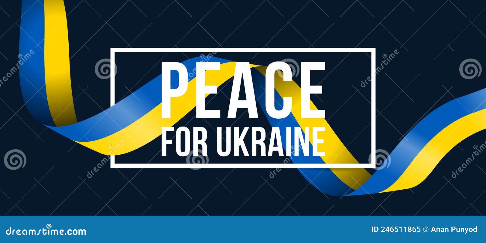 Peace for Ukraine Text in White Frame on Ribbon Nation Flag of Ukraine ...