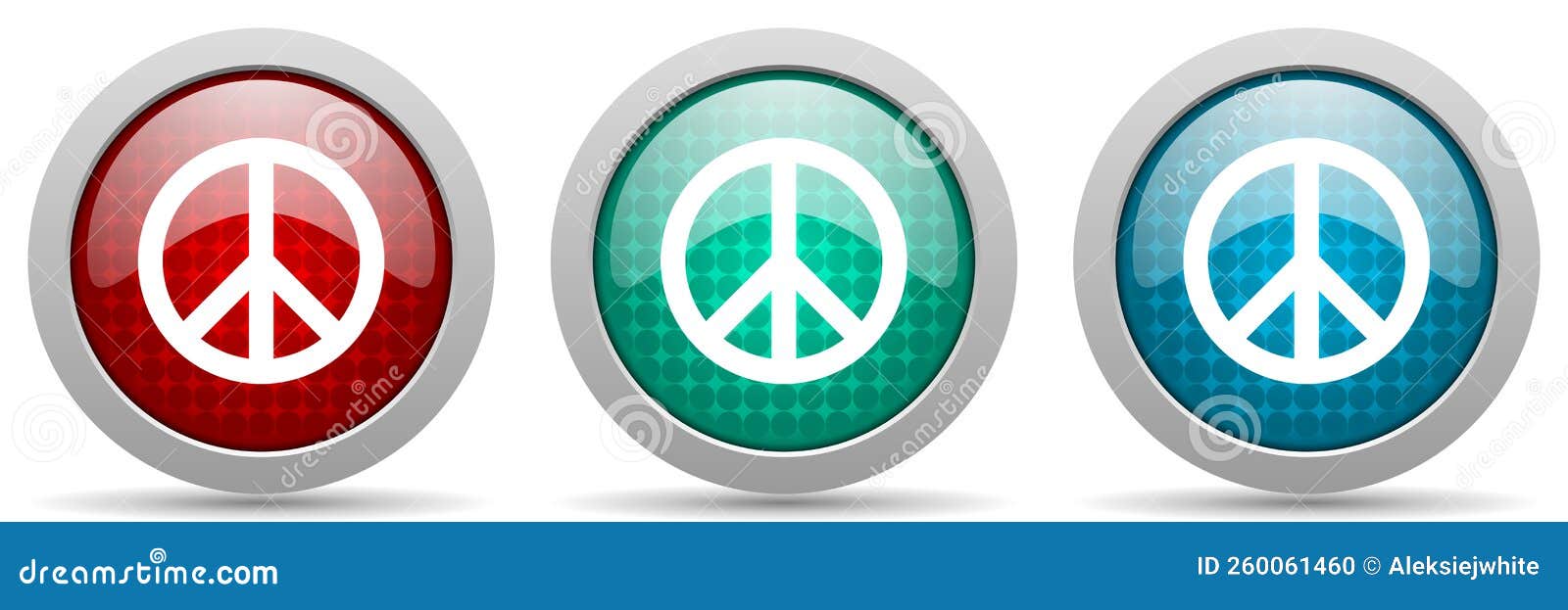 Peace Vector Icon Set, Glossy Web Buttons Collection Stock Vector ...