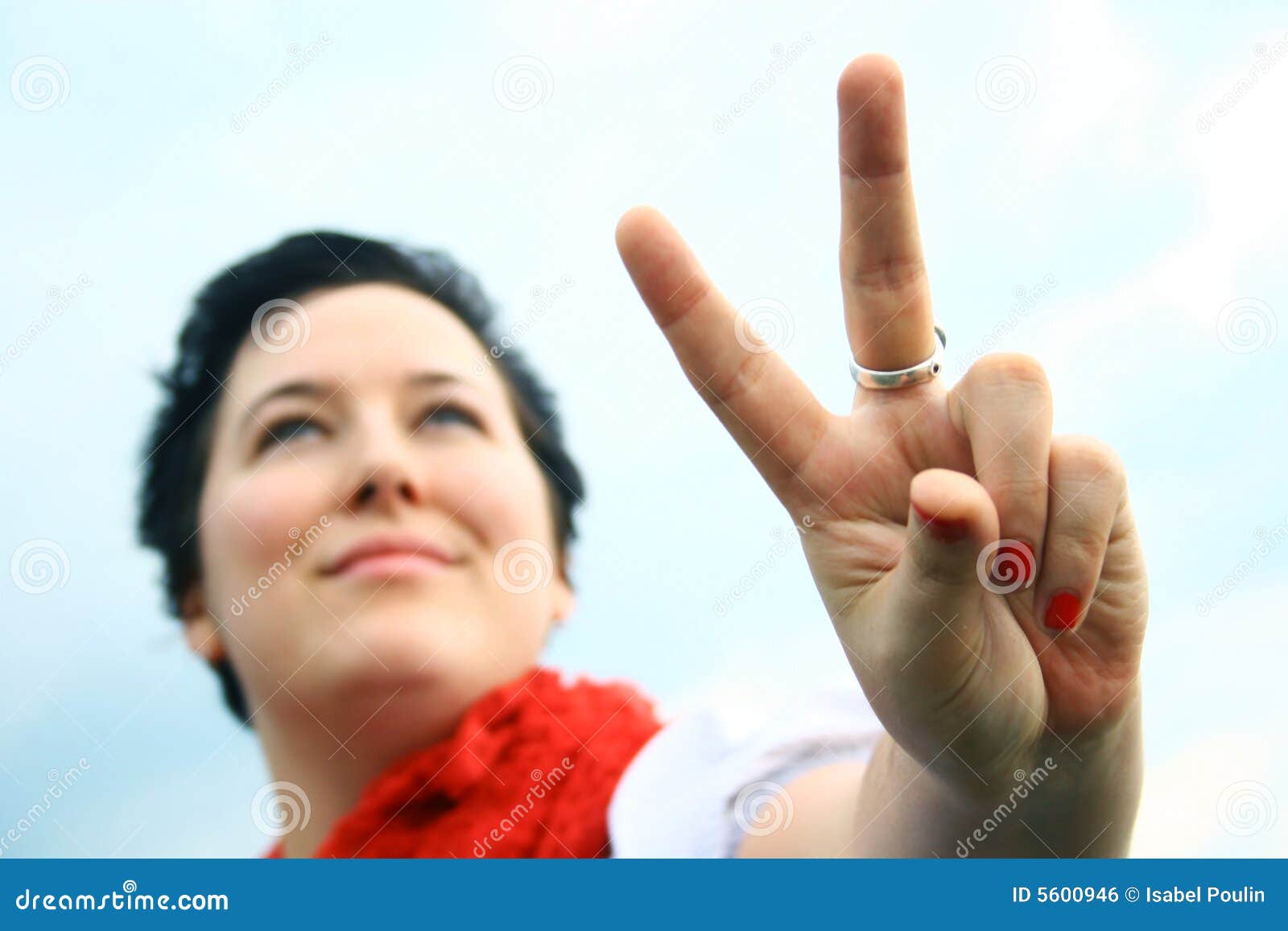 Peace or Victory stock photo. Image of happy, smiling - 5600946