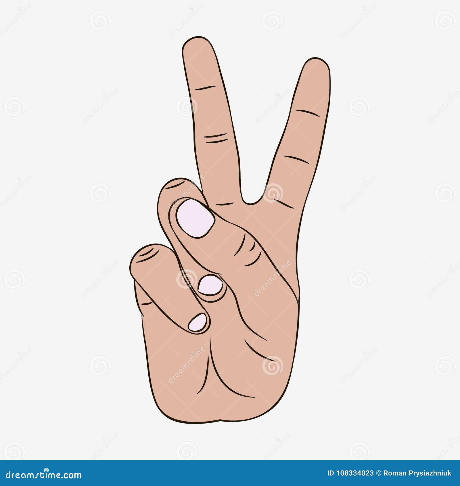 Pop Art Victory Hand Sign. Cartoon Vector | CartoonDealer.com #36349177
