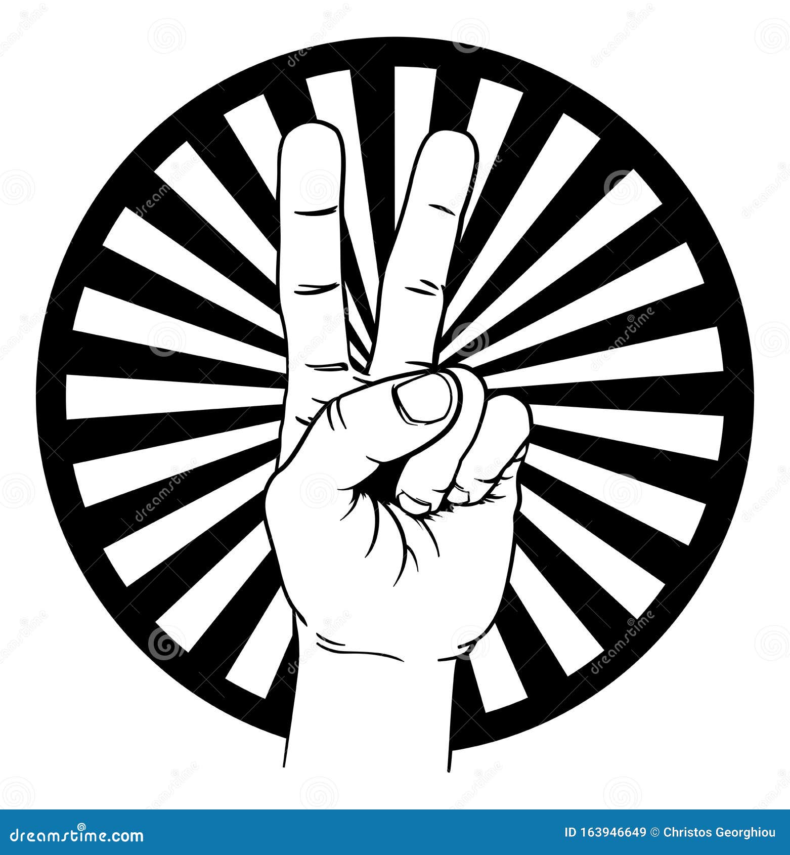 Peace Victory Hand Sign stock vector. Illustration of fashioned - 163946649
