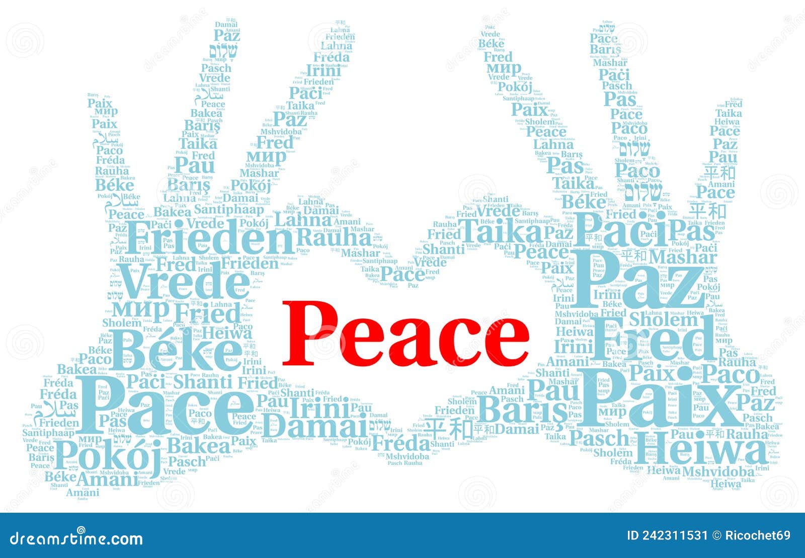 Peace Word Cloud in Different Languages Stock Illustration ...