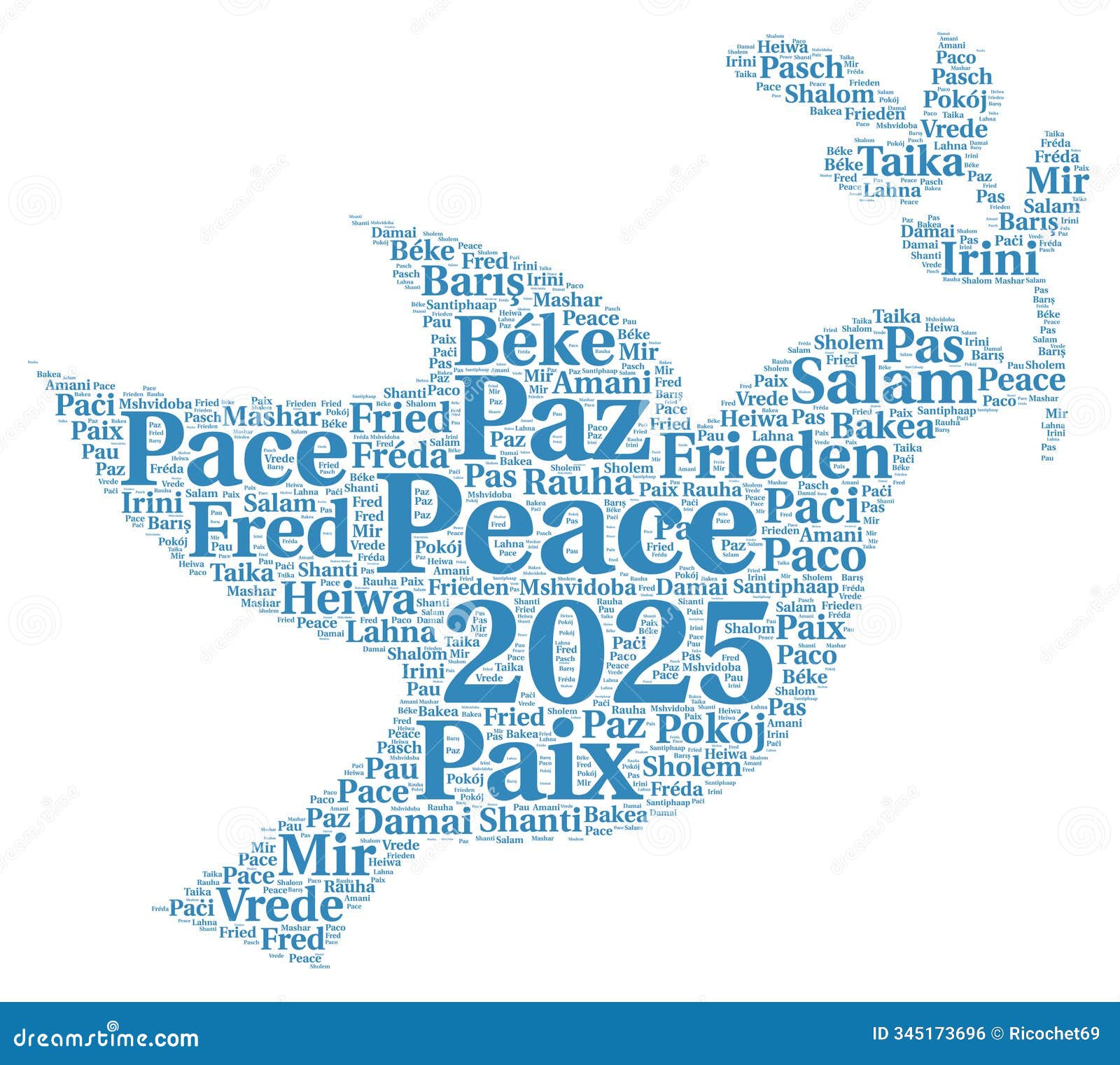 Peace 2025 Word Cloud in Different Languages Stock Illustration ...