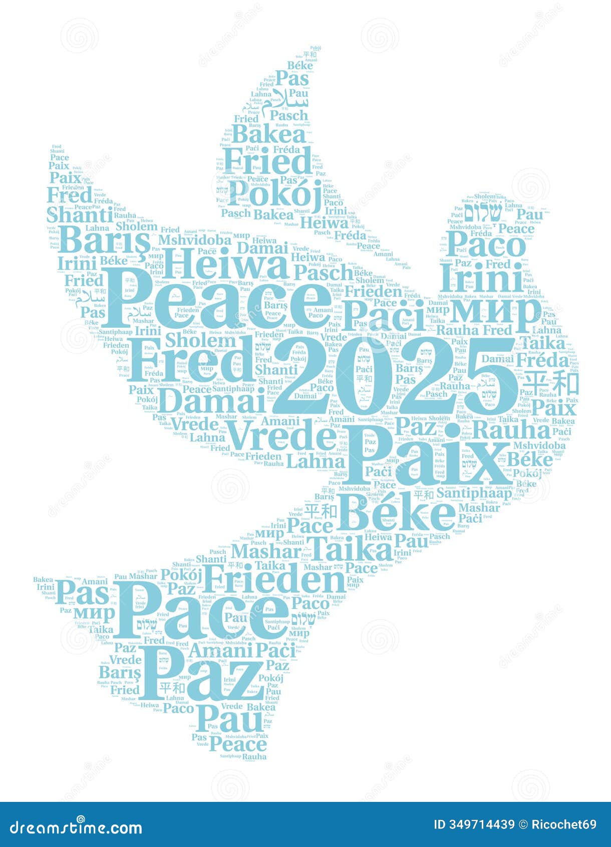 Peace 2025 Word Cloud in Different Languages Stock Illustration ...