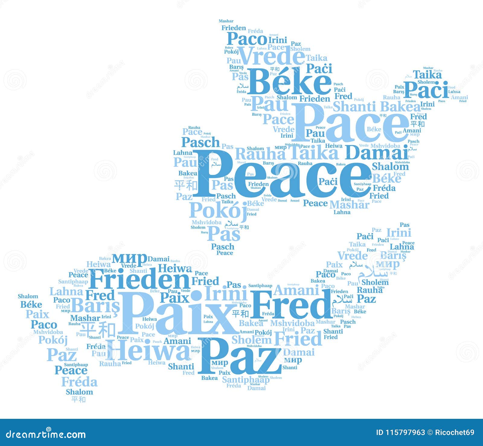 Peace Word Cloud in Different Languages Stock Illustration ...