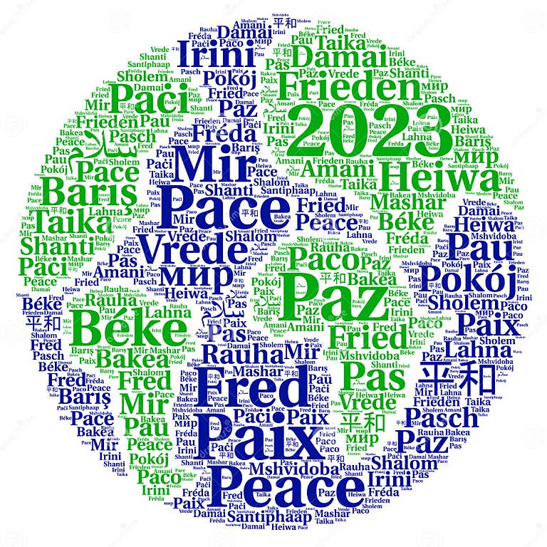 Peace 2023 Word Cloud in Different Languages Stock Illustration ...