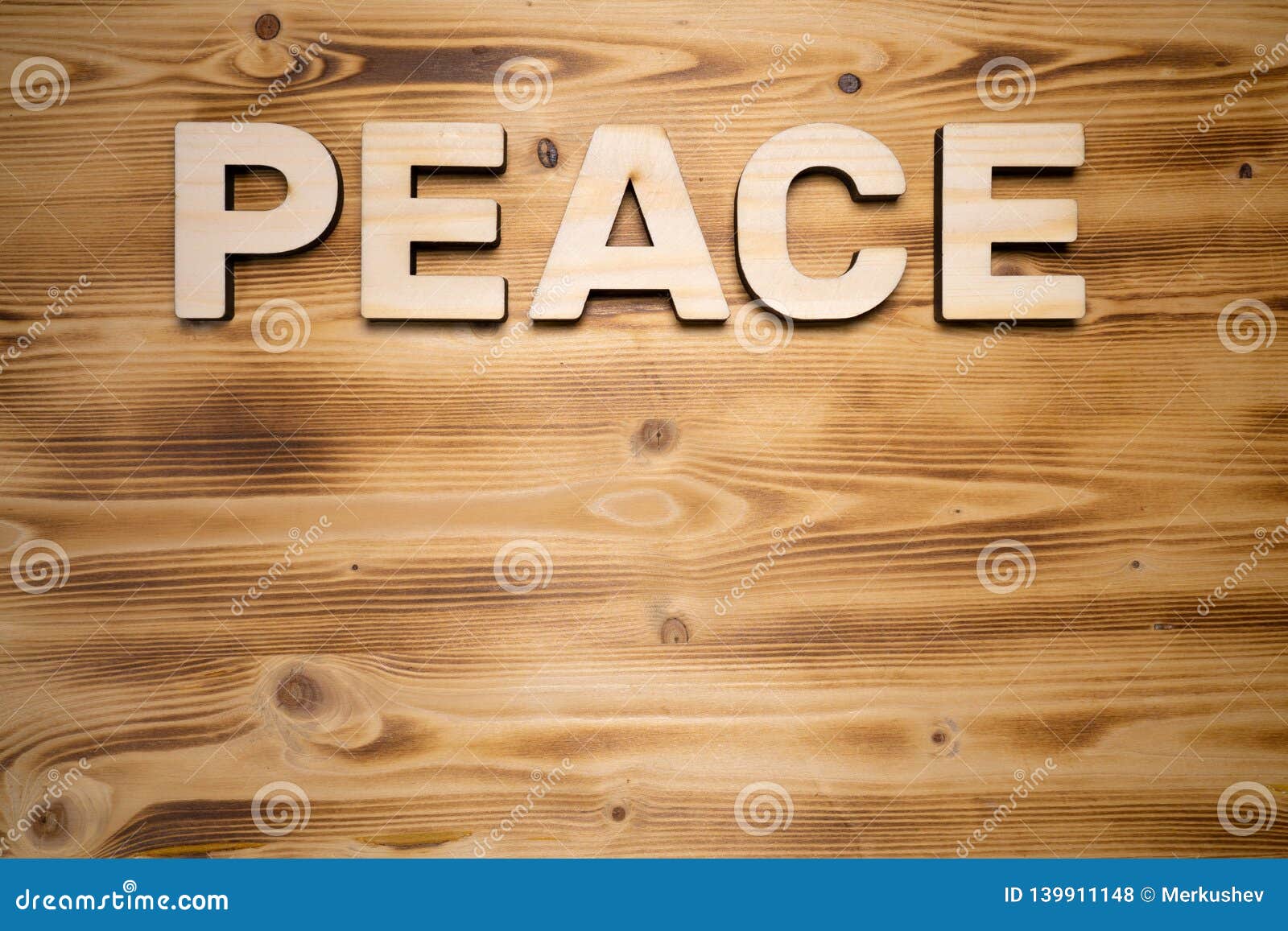 PEACE Word Made with Building Blocks on Wooden Board Stock Photo ...