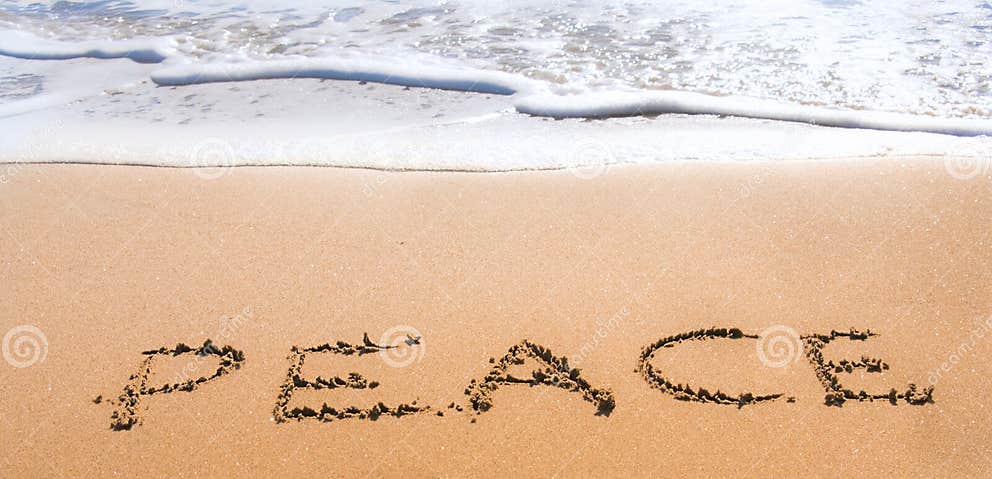 Peace Written in Sand on Beach Stock Image - Image of writing, beach ...