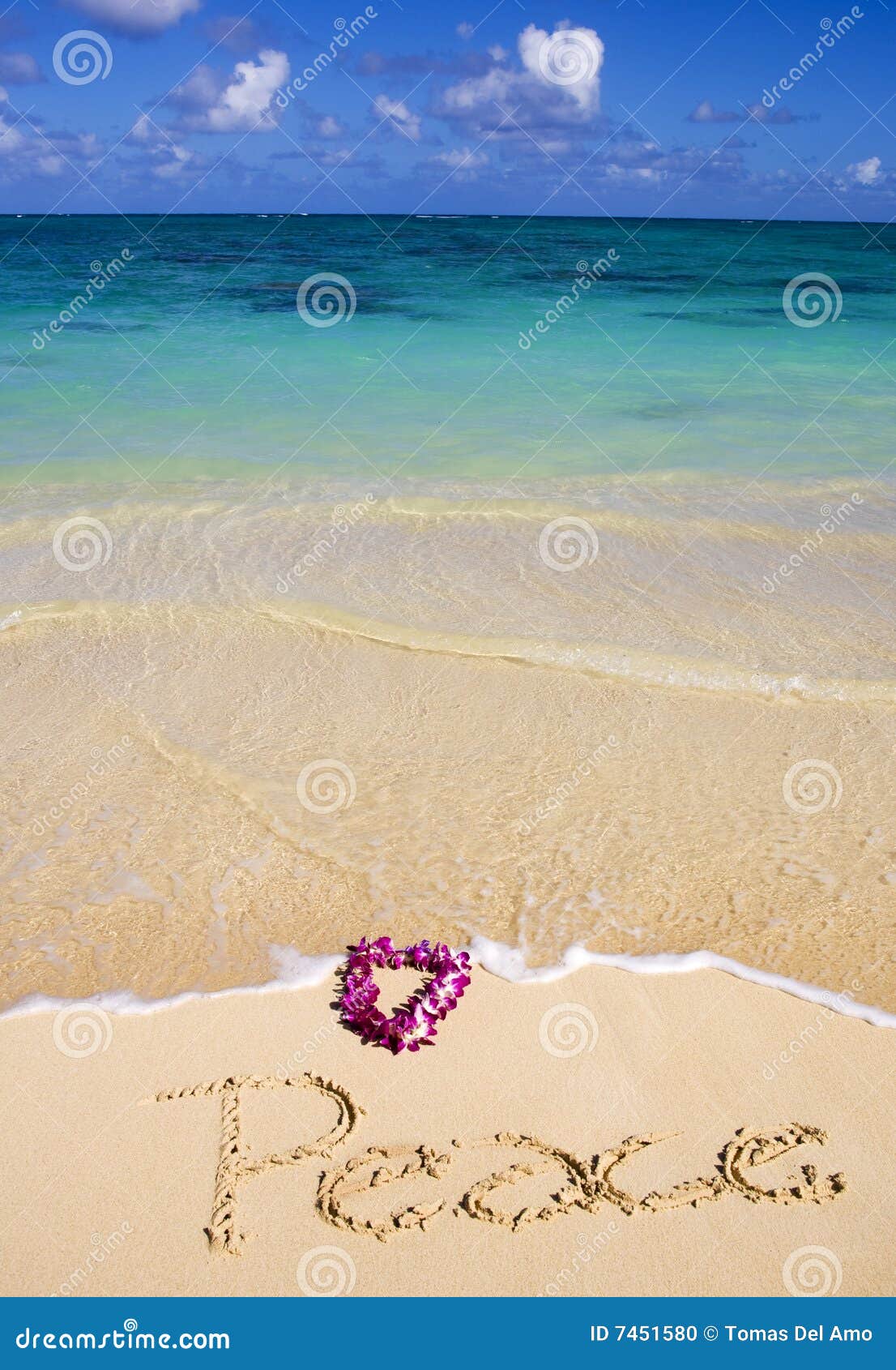 Peace Written in the Sand on a Beach Stock Photo - Image of garland ...