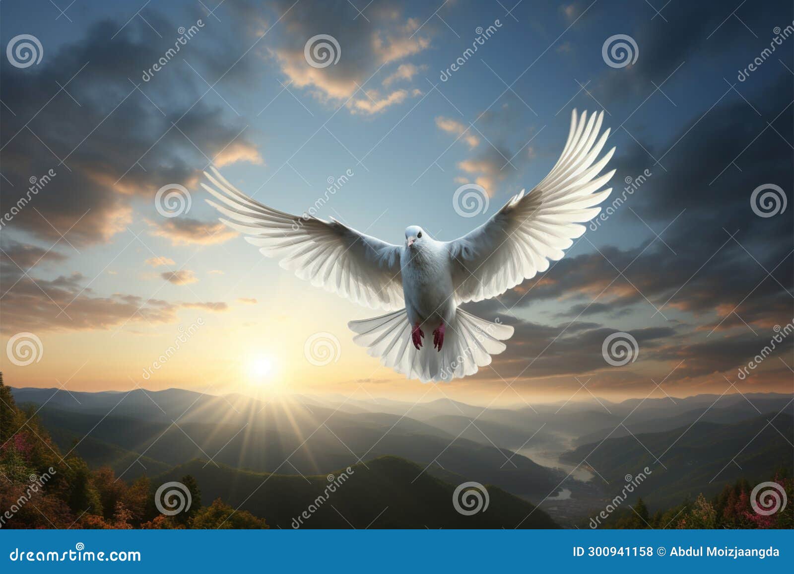Peaceful Ascent White Dove Soars with Hope in the Sky Stock ...