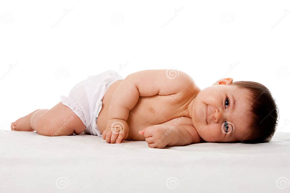 Peaceful Baby Laying on Side Stock Image - Image of peaceful, laying ...