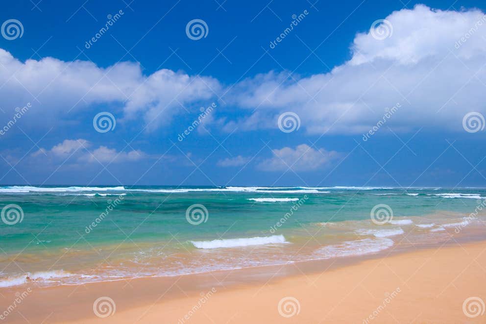 Peaceful beach scene stock image. Image of clouds, resort - 4600263