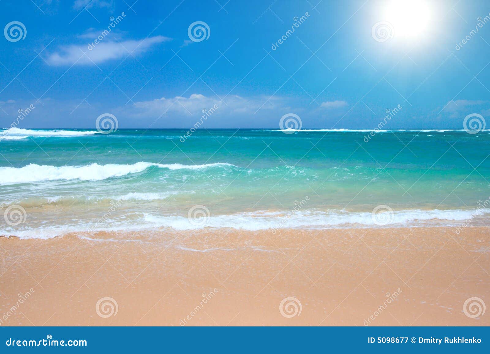 Peaceful Beach At The Start Of The Day. Clear Blue Sky. Located In Los ...