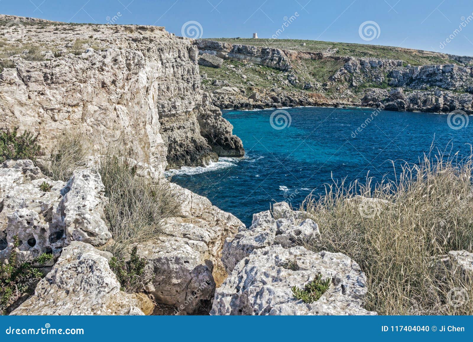 Peaceful Ocean with Cliff in Malta Stock Photo - Image of coastline ...