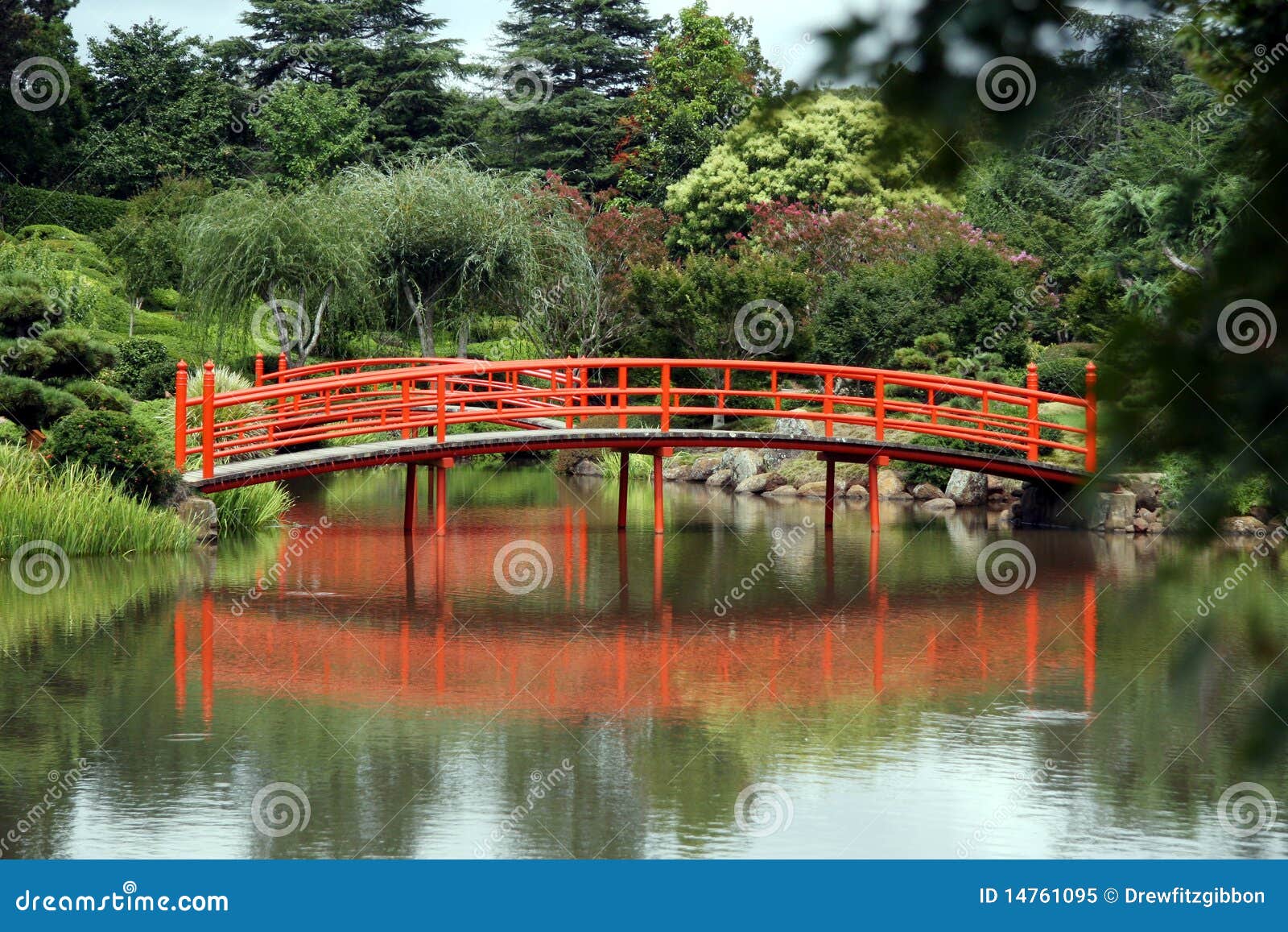 Peaceful bridge scene stock image. Image of garden, green - 14761095