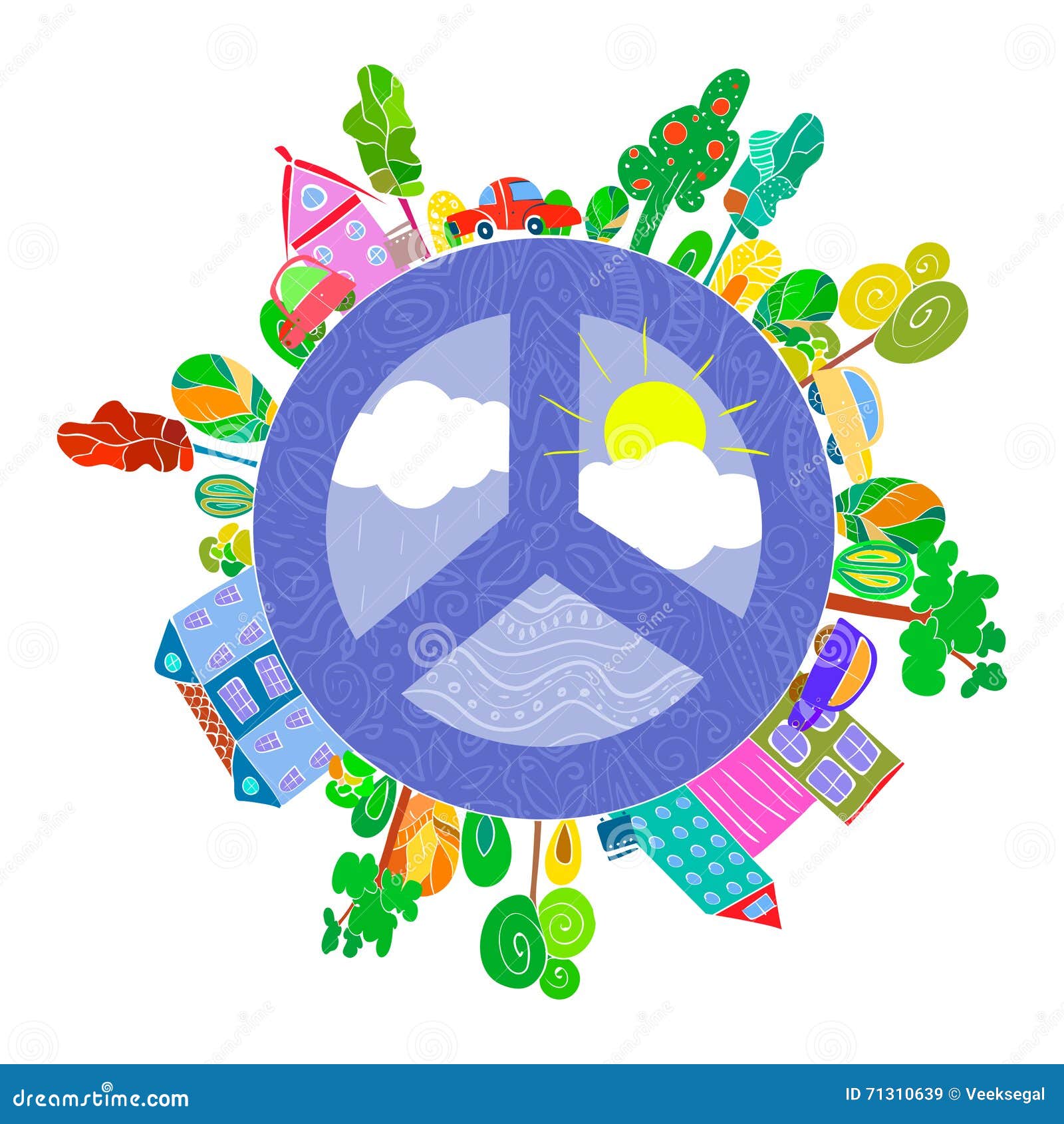 Peaceful bright planet stock vector. Illustration of grass - 71310639