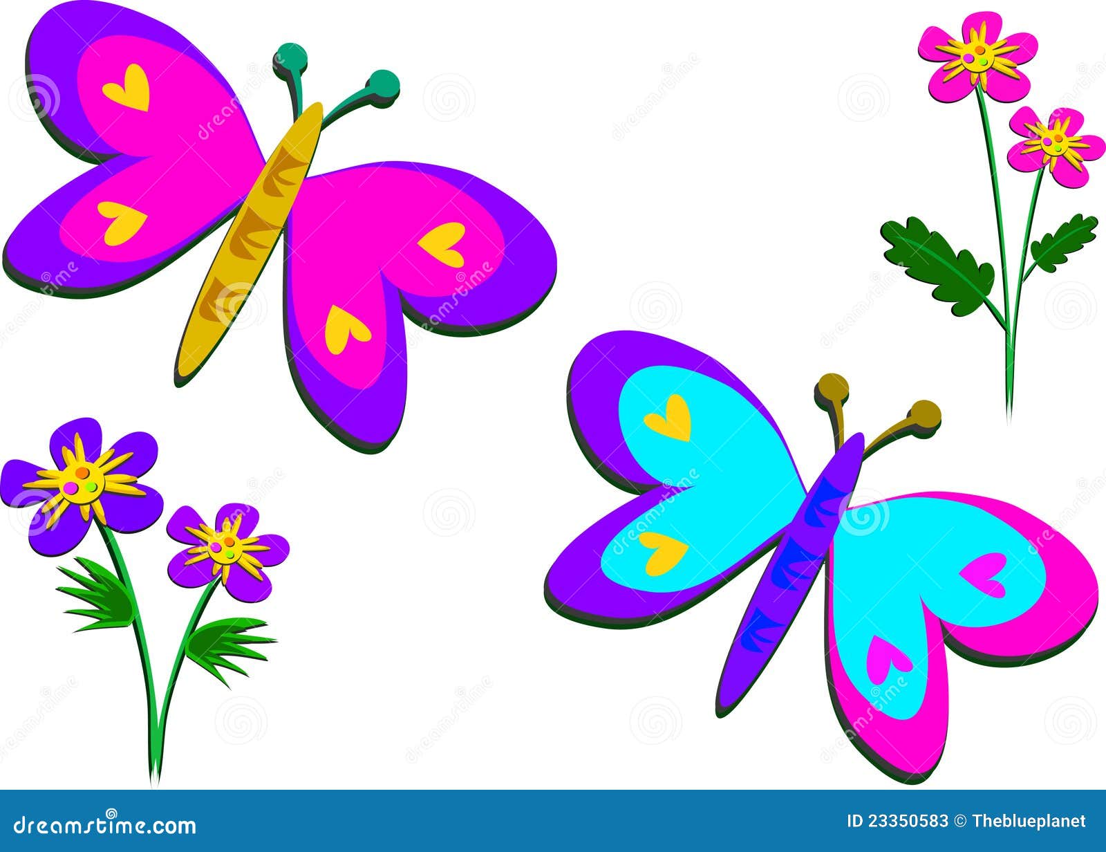 Peaceful Butterflies and Flowers Stock Vector - Illustration of leaf ...