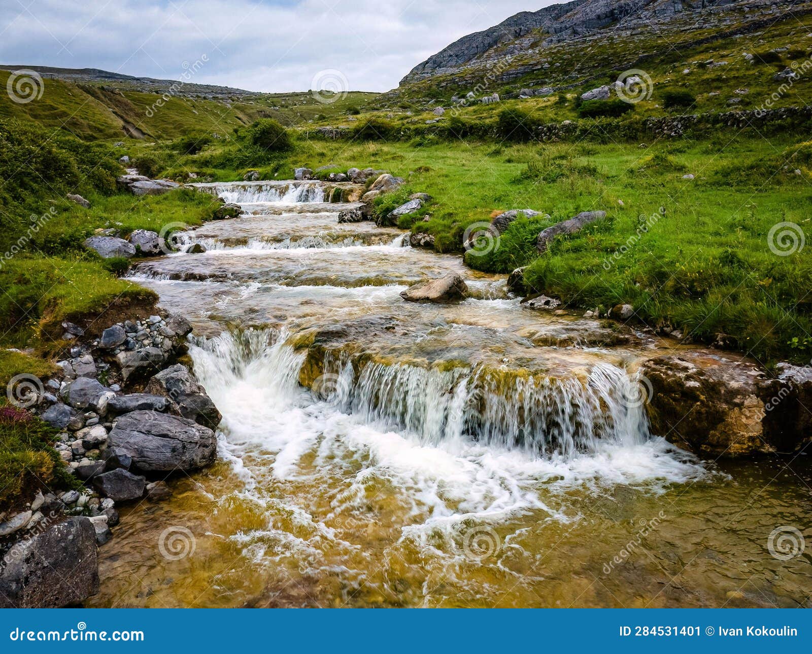 Peaceful Cascade River Flow Irish Landscape in Summer Stock Image ...